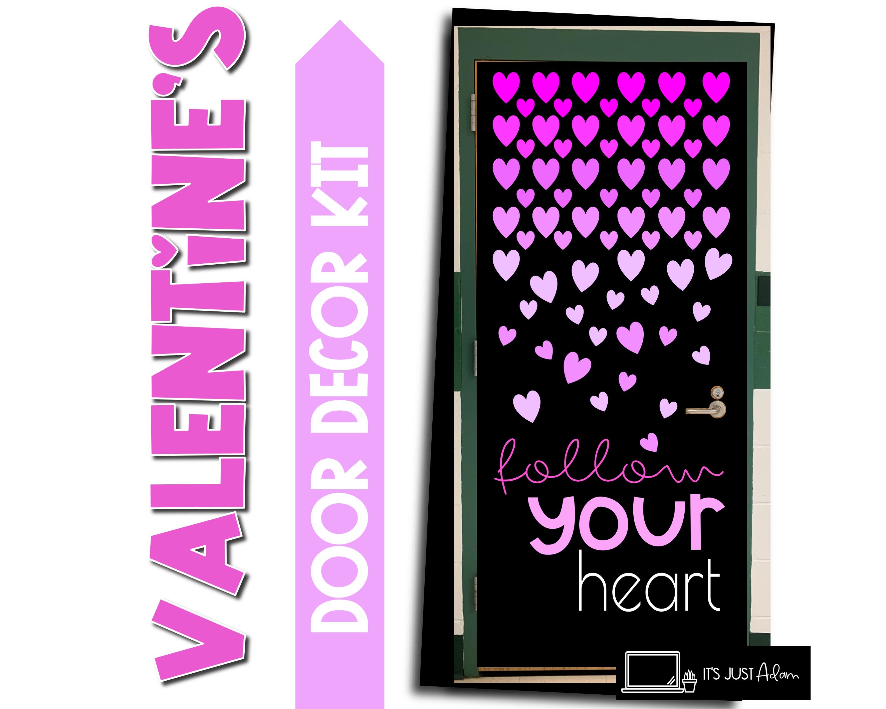 February Door Decoration Set Follow Your Heart Valentine's Day Bulletin ...