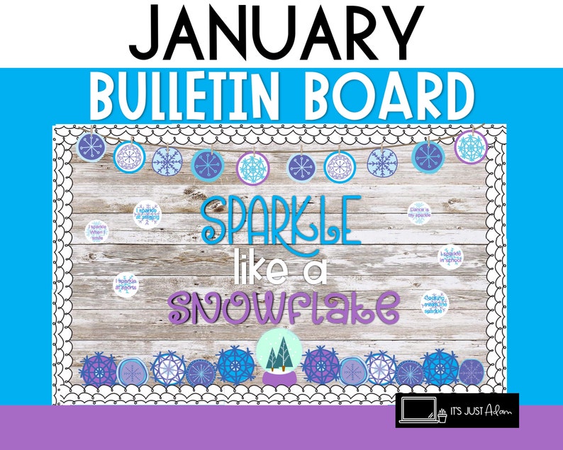 Sparkle Like a Snowflake Bulletin Board Winter Door Decor Positive ...