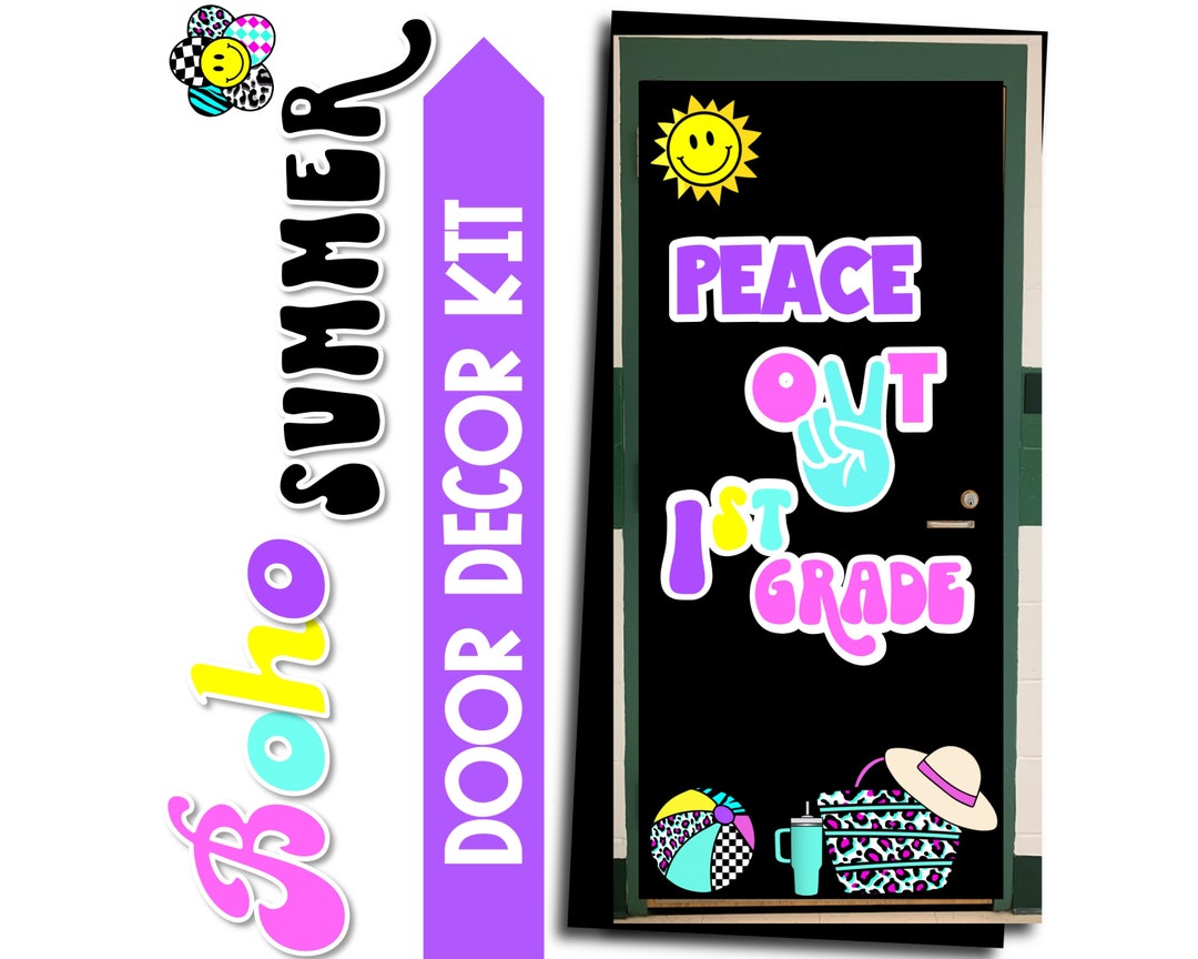 June Bulletin Board Boho Retro Door Decor Kit End Fo Year Bulletin ...