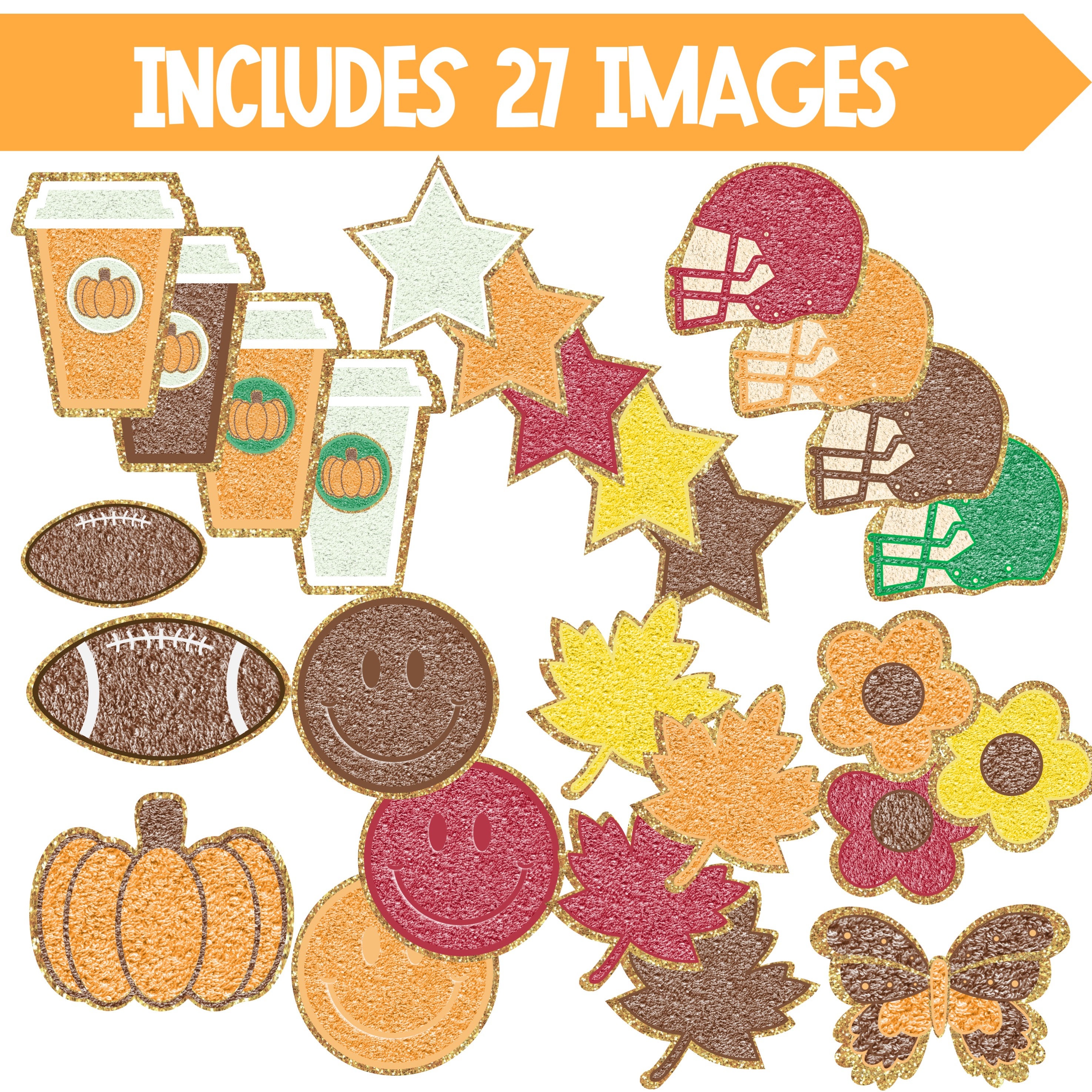 Smiley Face Patches Clip Art Fall Varsity Glam Autumn October November ...