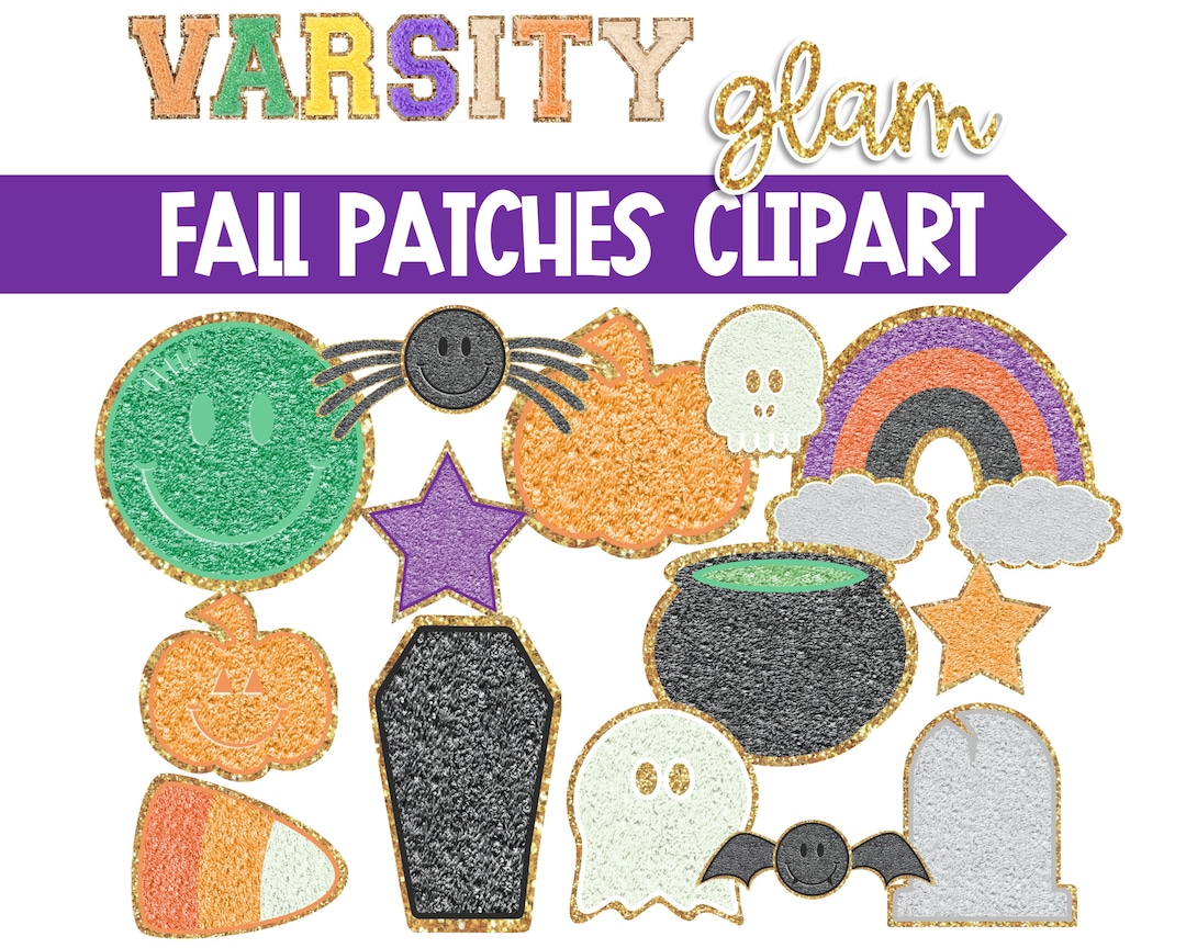 Halloween Smiley Face Clip Art Varsity Glitter Letter Patch October ...