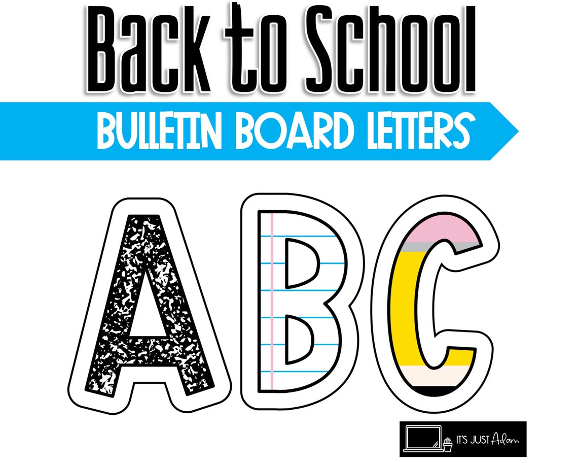 School Supplies Bulletin Board Letters Back to School Bulletin Board ...