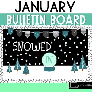 January Bulletin Board - Winter Door Decor - Snowed in Boho Rainbow ...
