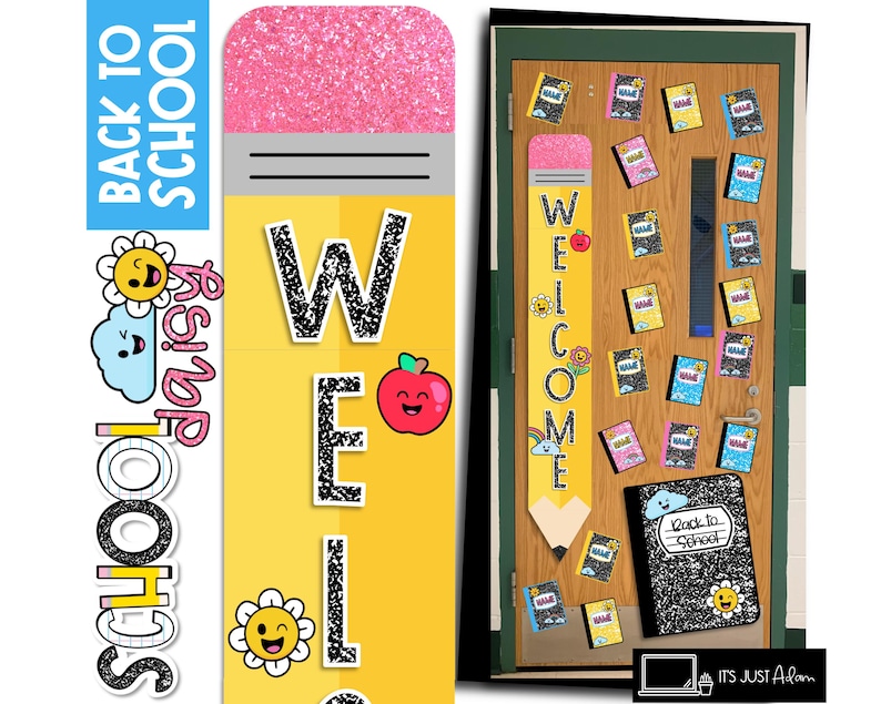 School Daisy Bulletin Board | Welcome Pencil Door | Composition ...