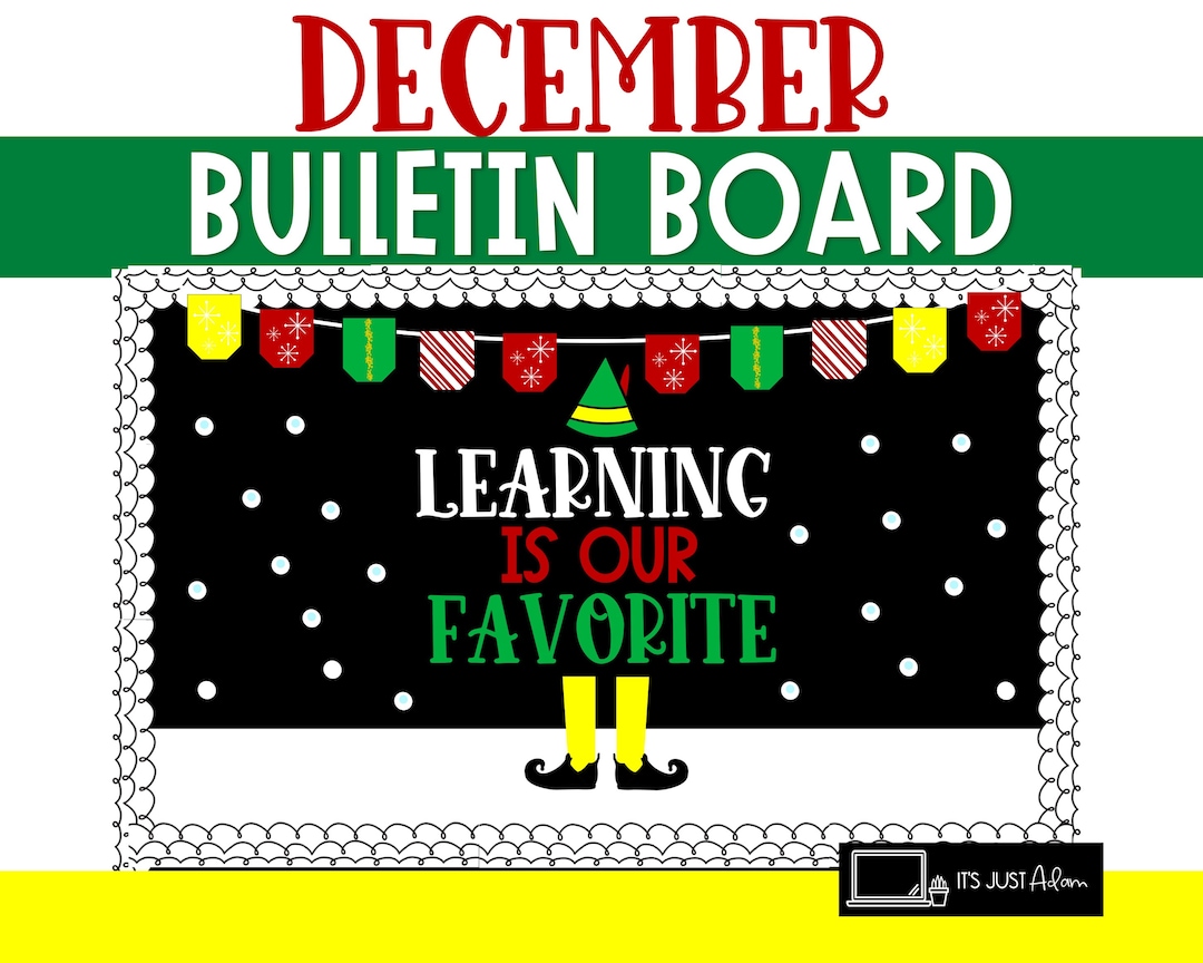 December Bulletin Board Christmas Door Decor Learning is - Etsy