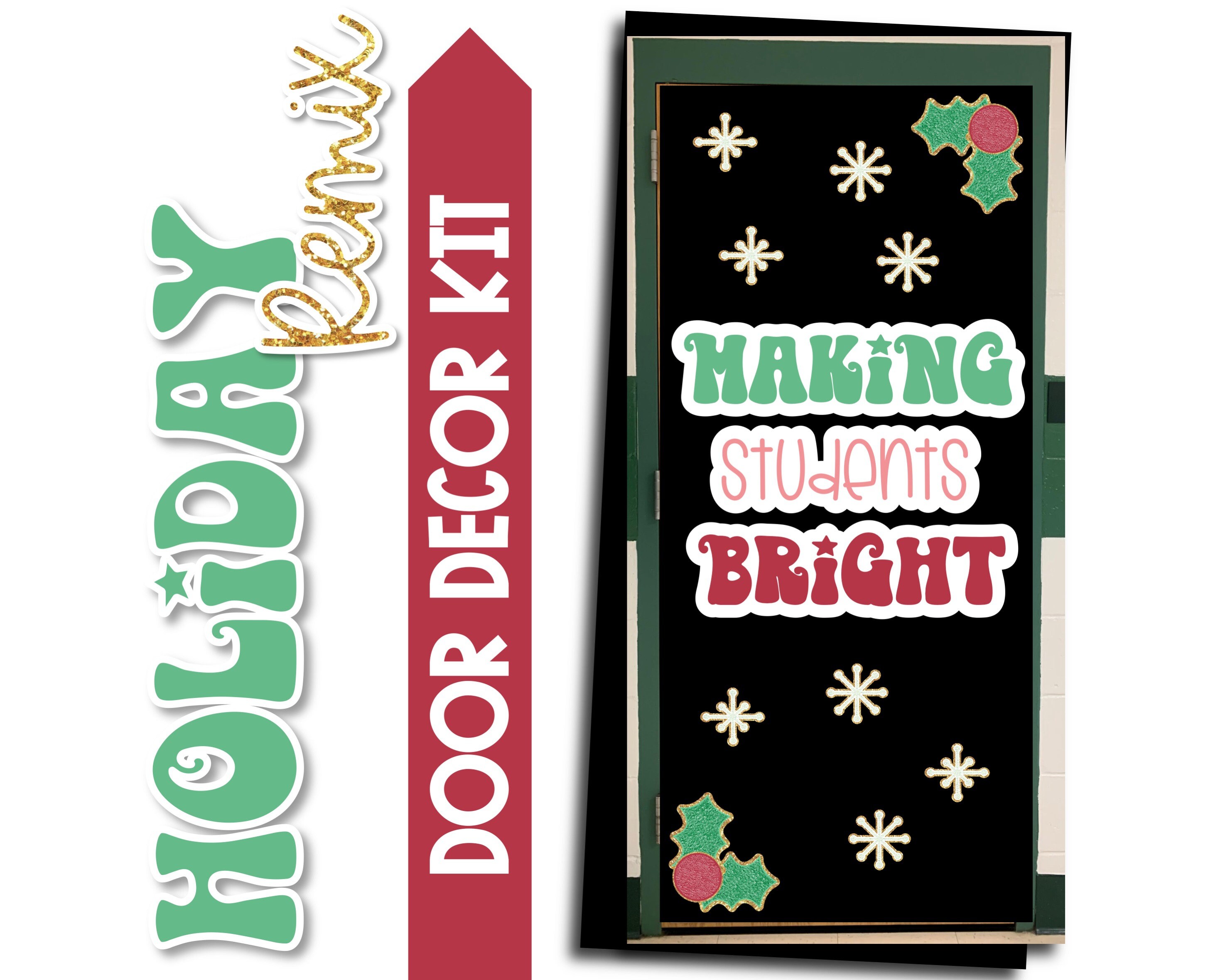 Making Students Bright Holiday Remix Door Decor Set Christmas Bulletin ...