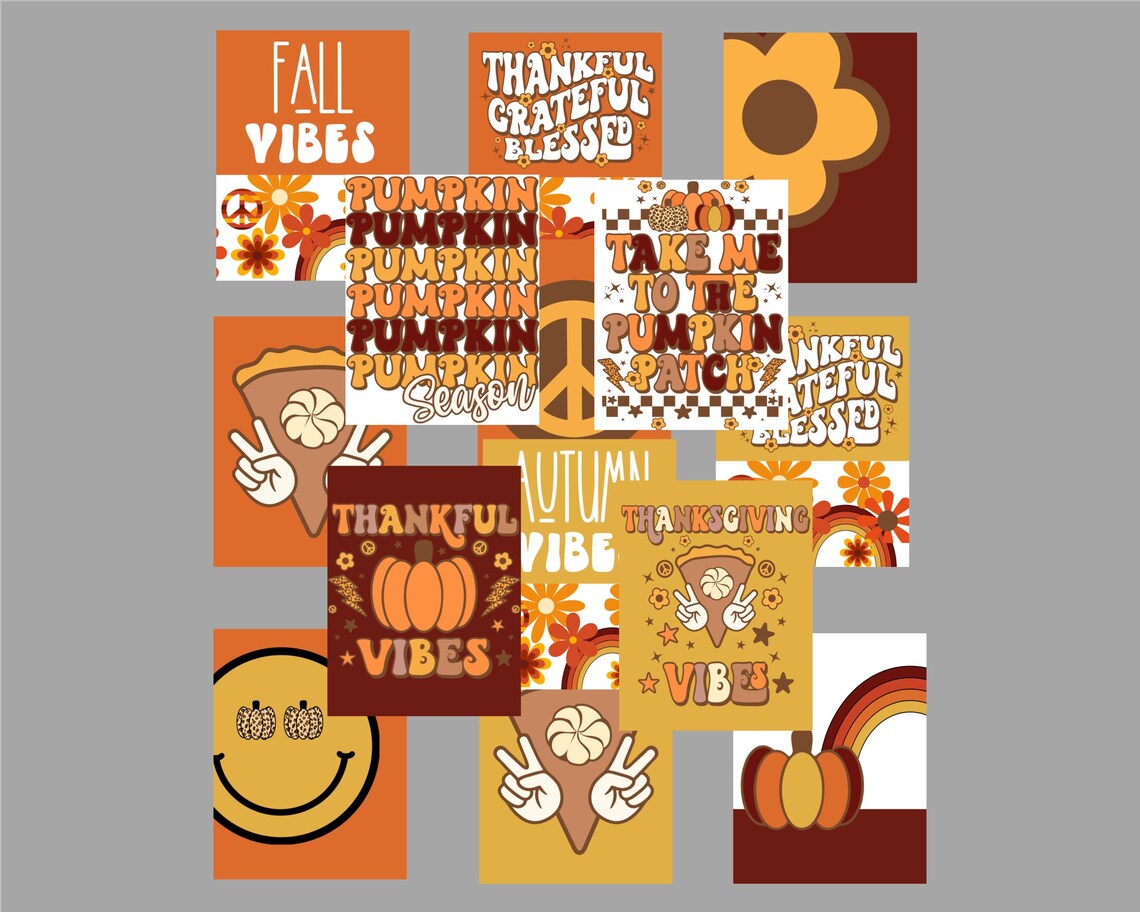 November Posters Bulletin Board Thanksgiving Posters Boho Retro Vibes ...