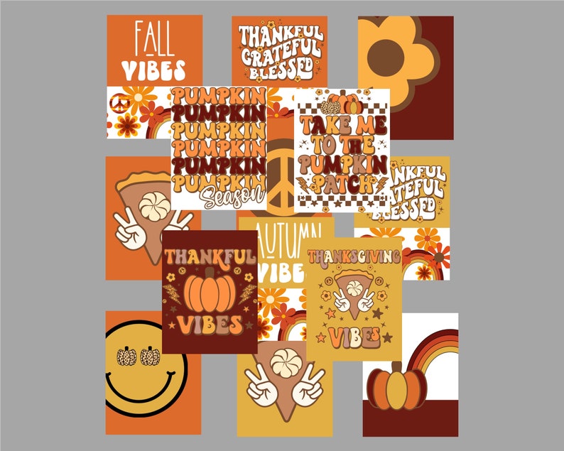November Posters Bulletin Board Thanksgiving Posters Boho Retro Vibes ...