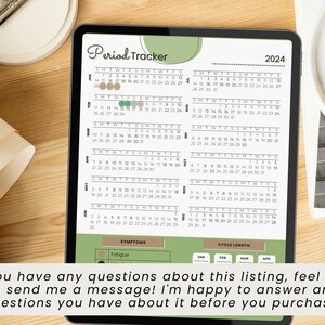 Annual Period Tracker 2024, 1-page Cycle Tracker for the Year ...