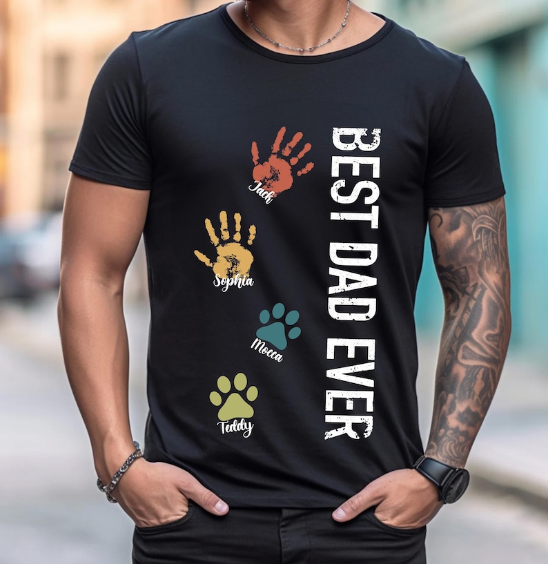 Custom Best Dad Ever Shirt With Kids or Pet Names, Gifts for Dog Dad ...