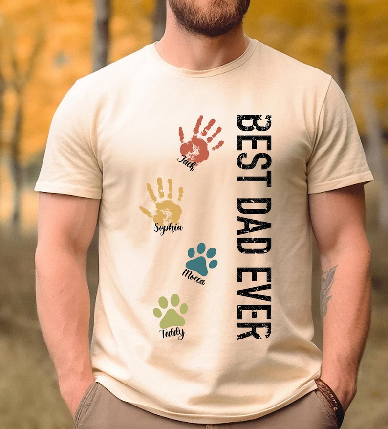 Custom Best Dad Ever Shirt With Kids or Pet Names, Gifts for Dog Dad ...
