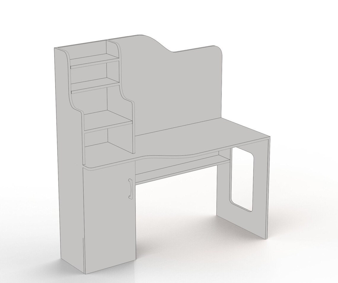 Study Table With Shelf CNC File Wooden Desk and Shelf Plan Study Desk ...
