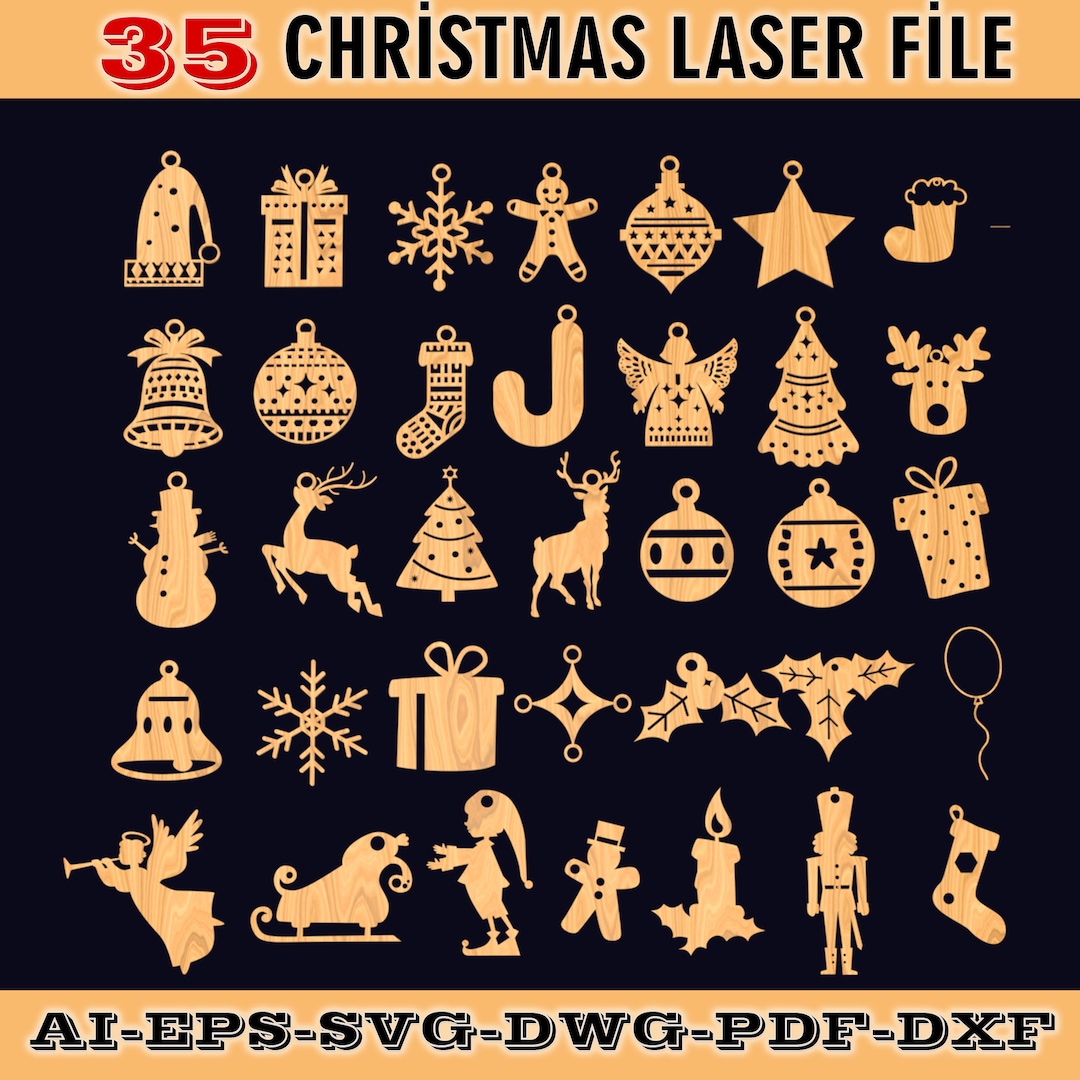 Christmas Ornaments Svg File Bundle Vector Christmas Ornaments Laser ...