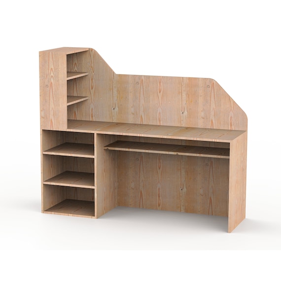 Small desk with side shelves store