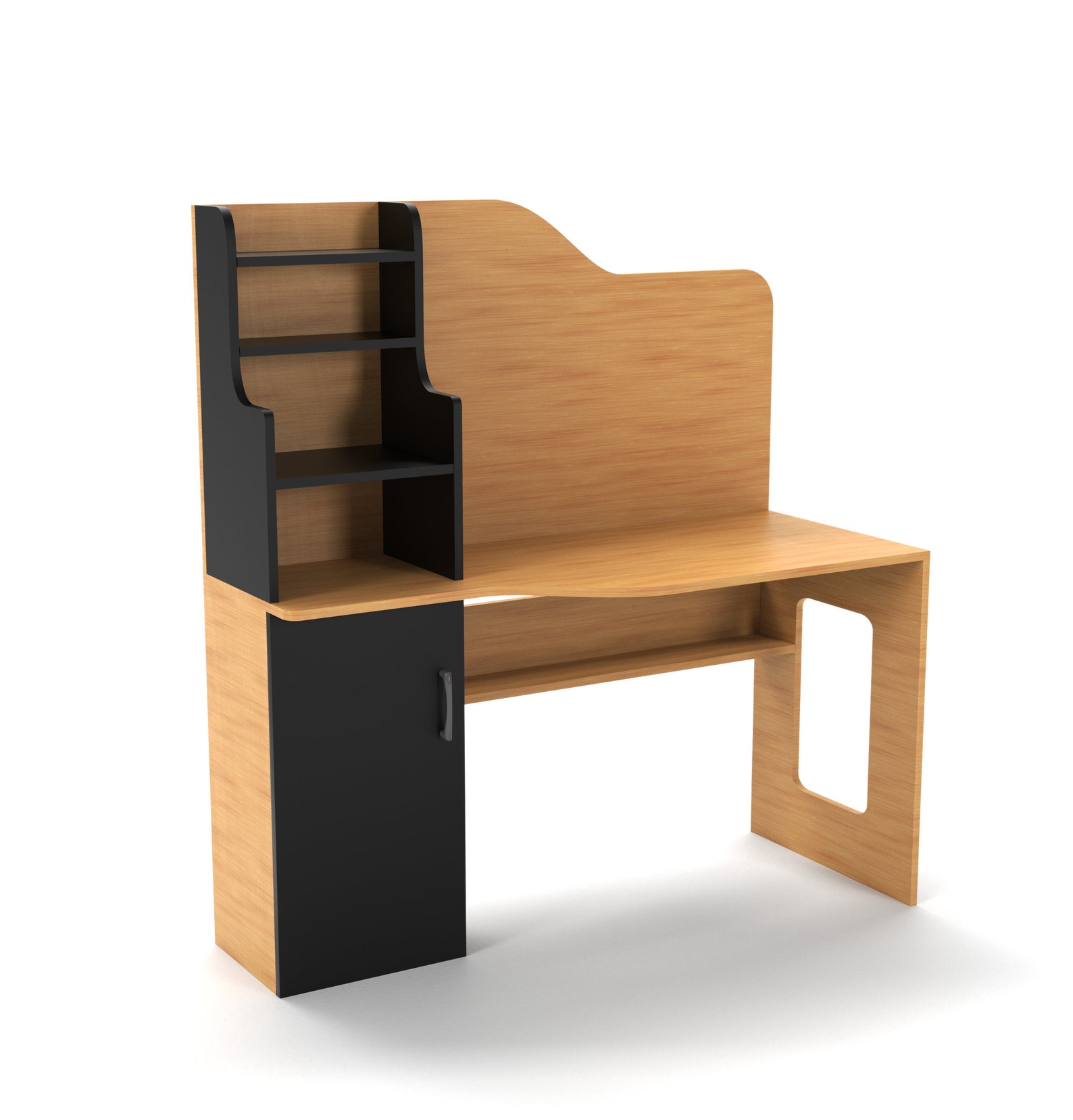 Study Table With Shelf CNC File Wooden Desk and Shelf Plan Study Desk ...