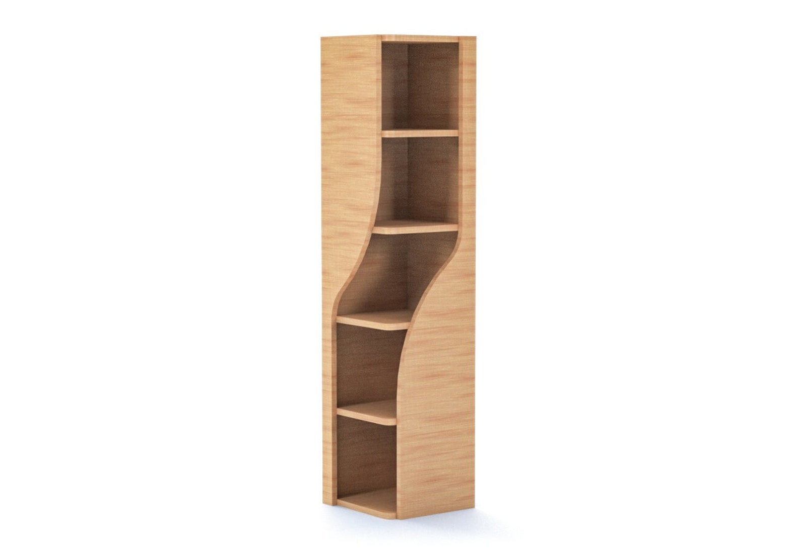 Wooden Bookcase CNC File – Plywood Corner Shelf Furniture Plan Svg Dxf ...