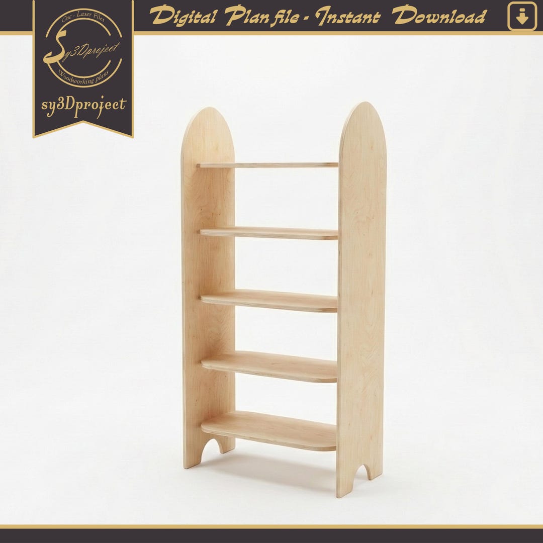 Arch Bookshelf CNC Files for 18mm Plywood | Modern Woodworking Plan ...