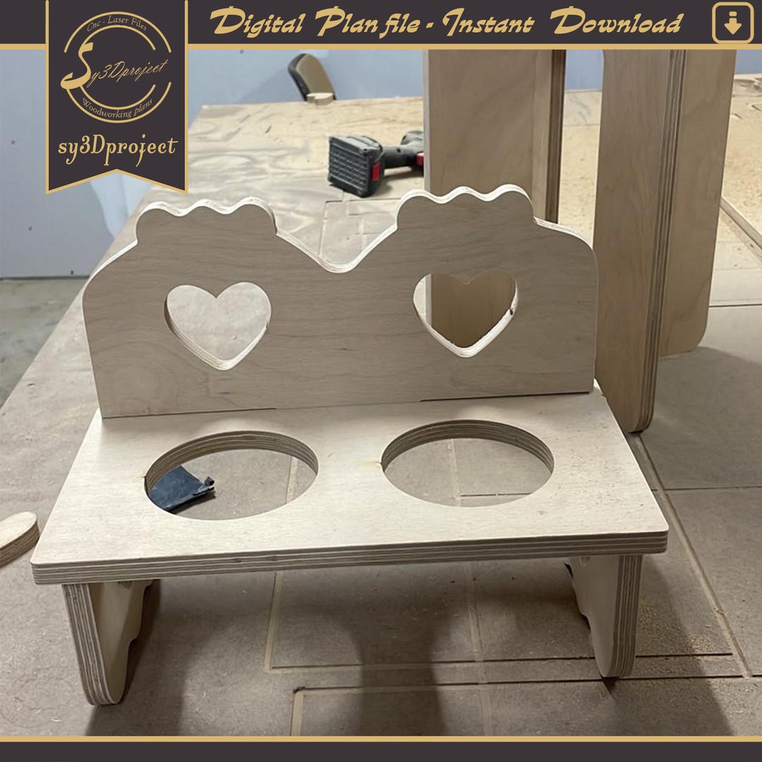 Raised Pet Bowl Stand CNC Files – Wooden Cat/dog Food Station (svg, Dxf ...