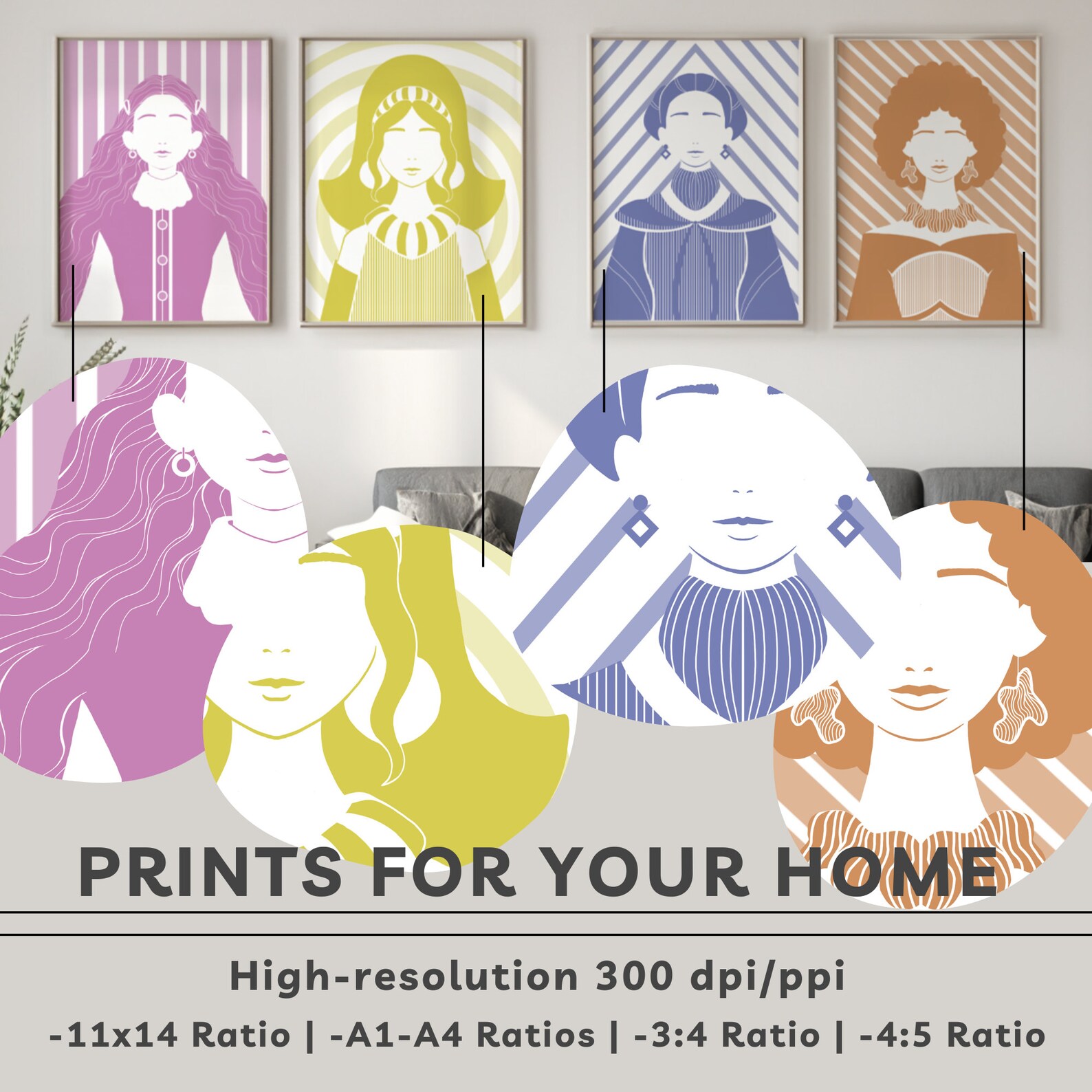 Printable Violet Purple Poster for Wall Decor Trendy Line Art ...