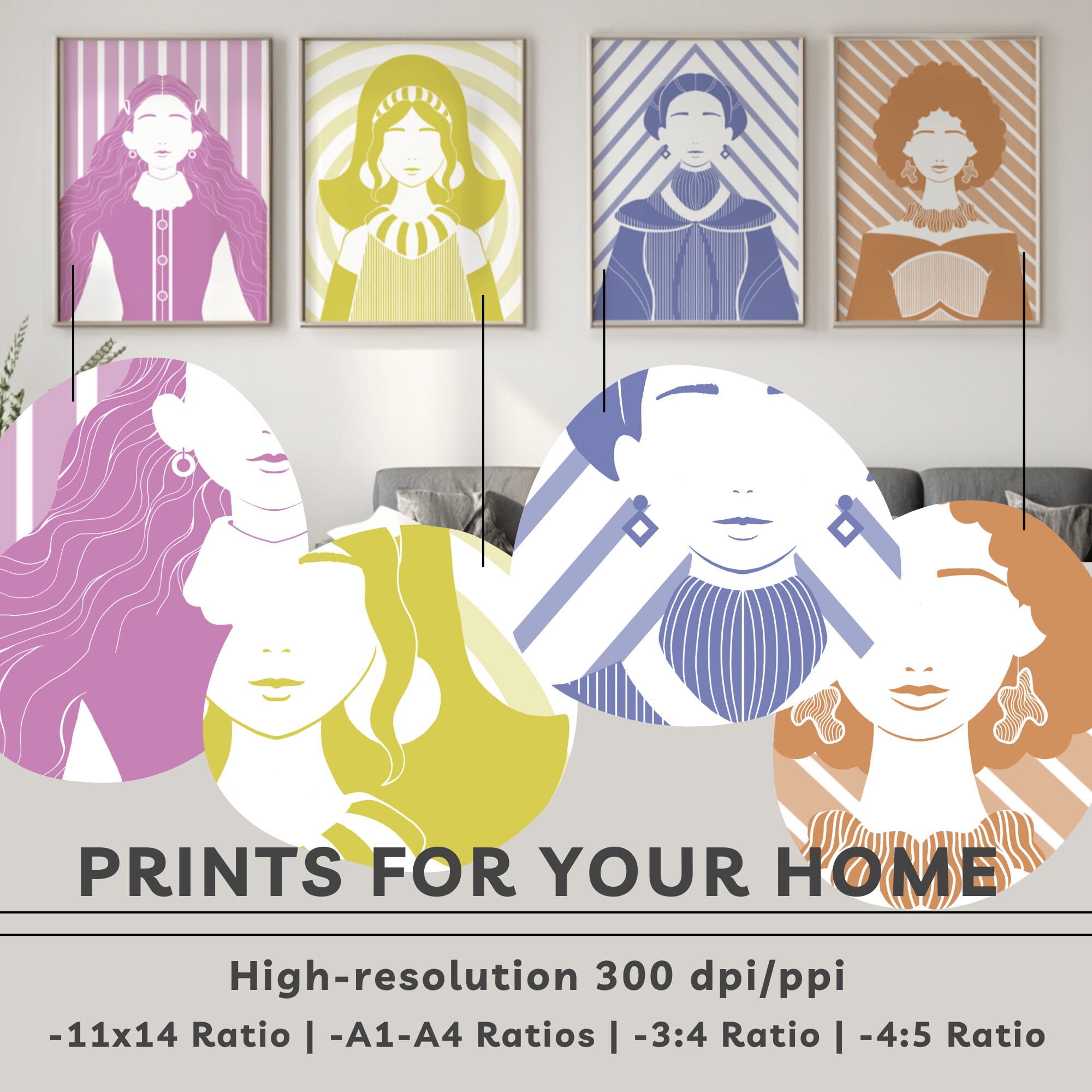 Printable Violet Purple Poster for Wall Decor Trendy Line Art ...