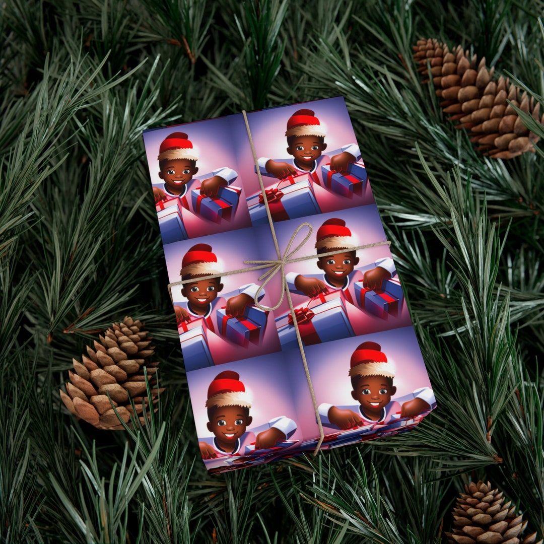Black Boy Christmas Wrapping Paper, Black Boy Christmas Joy, Melanin ...