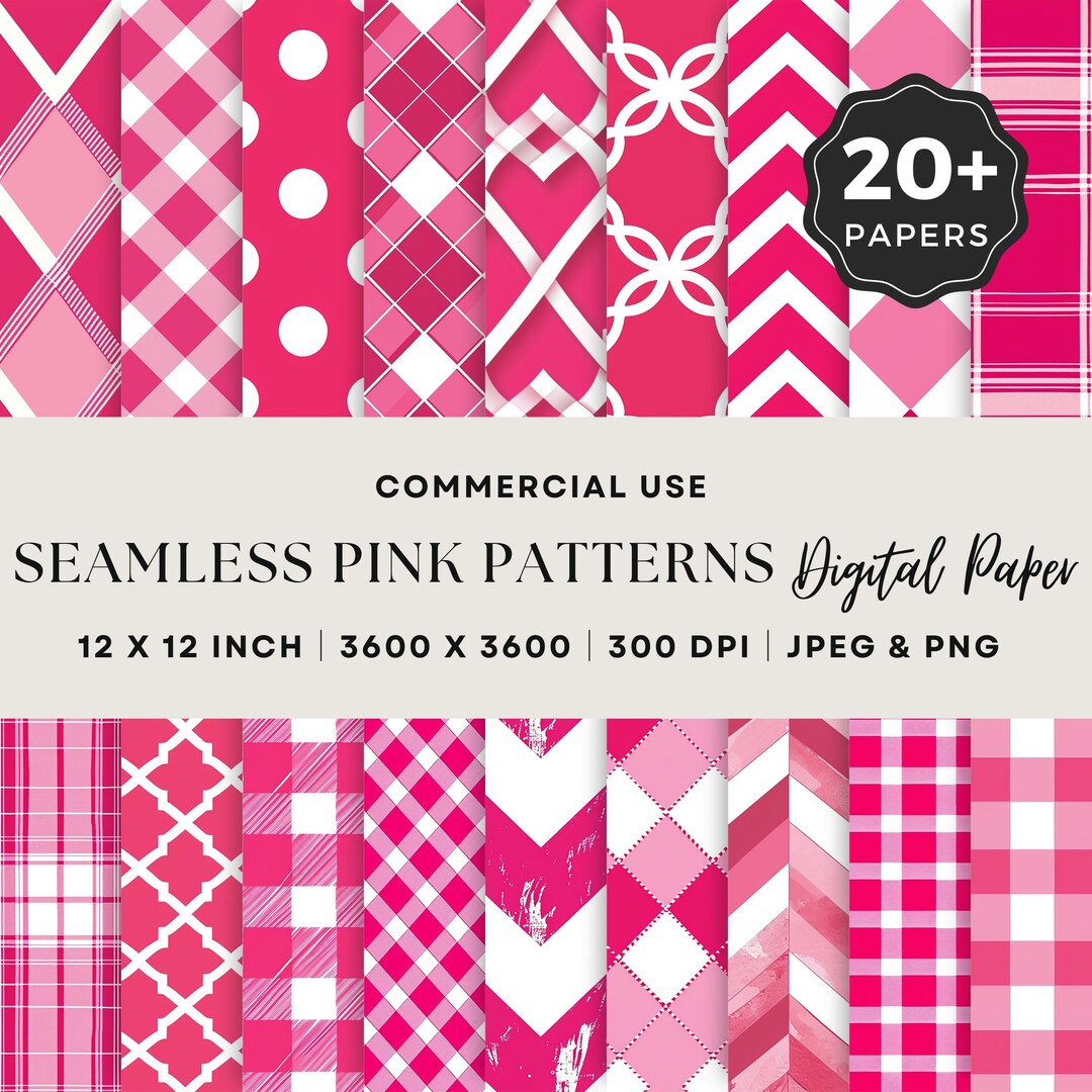 Pink Texture Digital Paper Seamless Background Pink Gingham Background ...