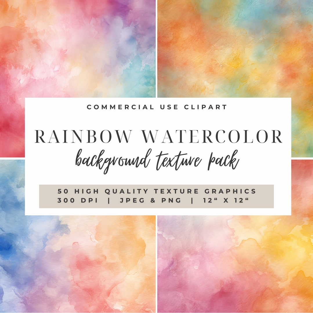 Watercolor Texture Pack, Commercial Use, Multicolor Watercolor Washes ...