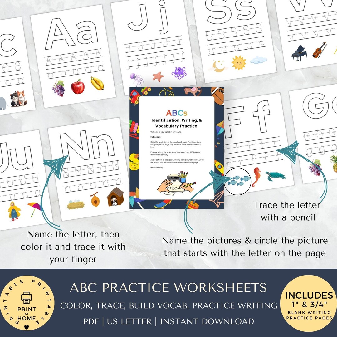 ABC Letter Tracing Handwriting Practice ABC Practice - Etsy