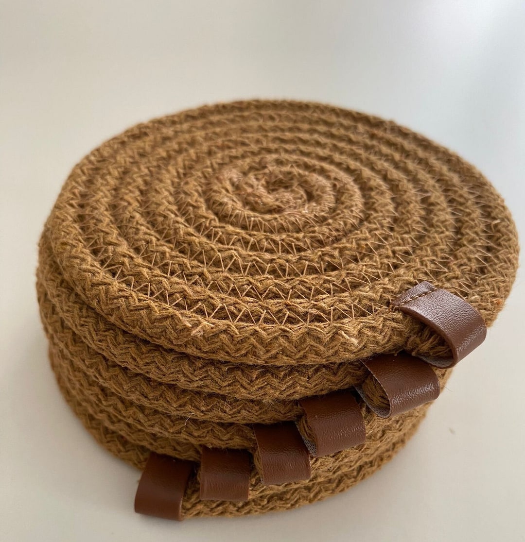 Handmade Natural Wicker Coasters: Set of 10 Cm Perfect for - Etsy
