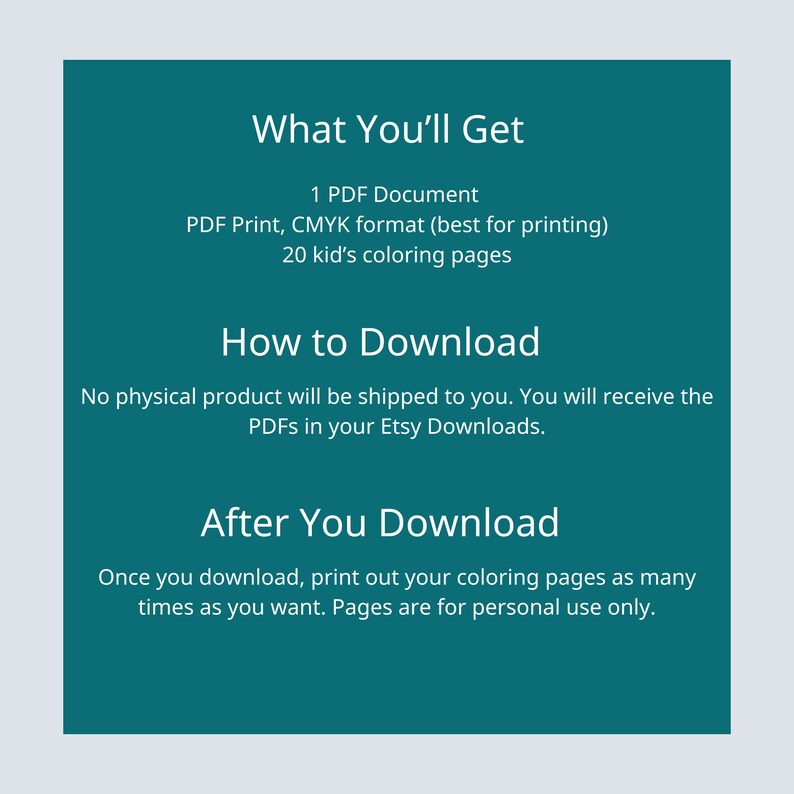 20 Printable Coloring Pages for Kids, Print at Home Rainy Day Activity ...