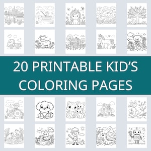 20 Printable Coloring Pages for Kids, Print at Home Rainy Day Activity ...