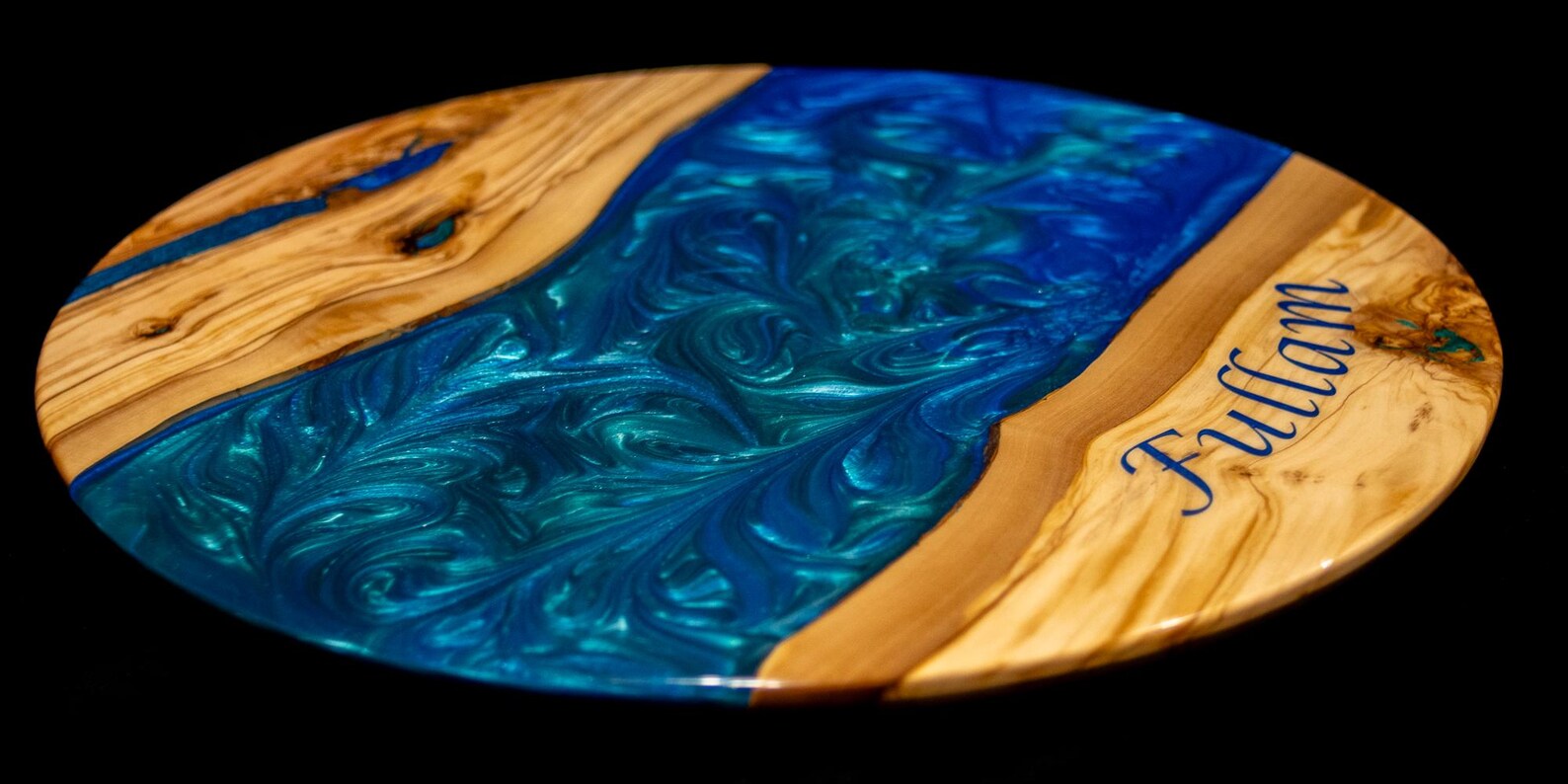 Personalized Live Edge Olive Wood Epoxy Resin Lazy Susan - Etsy