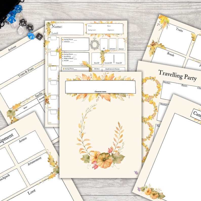 Fall Character Sheet Dnd 5e Printable - Etsy Australia