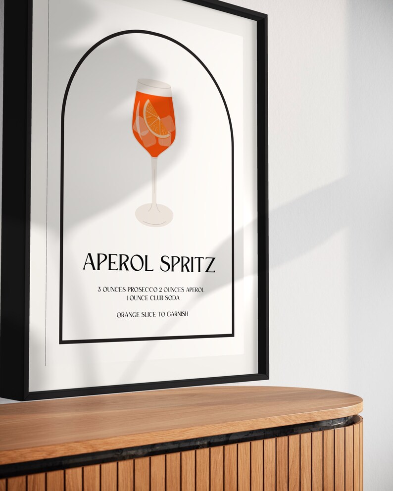 Aperol Spritz Wall Print, Bar Decoration, Cocktail Art, Home Bar Sign ...