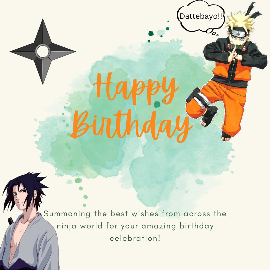 Anime naruto & Sasuke Birthday Card - Etsy