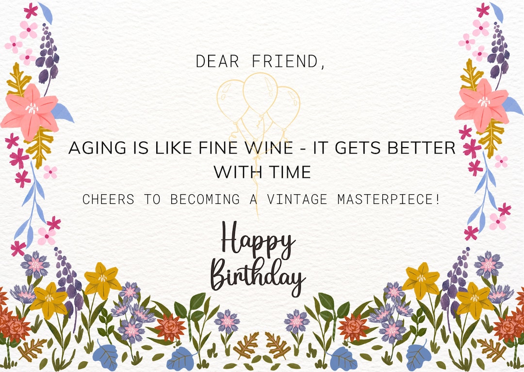 Aging Like Fine Wine Birthday Card - Etsy
