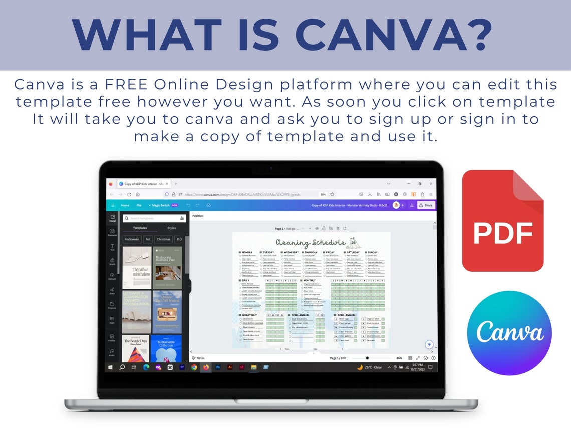 Printable Editable Canva Cleaning Schedule Planner PDF, Weekly, Monthly ...