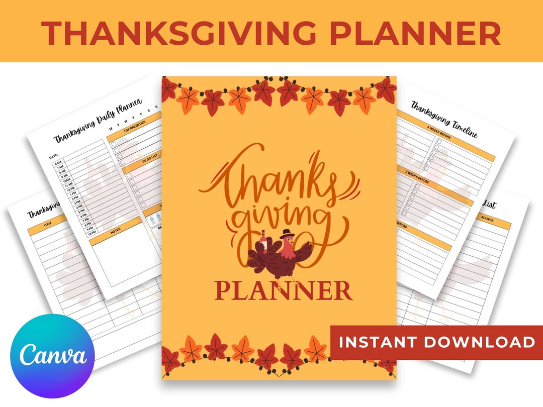 Printable Thanksgiving Planner, Thanksgiving Meal Planning ...
