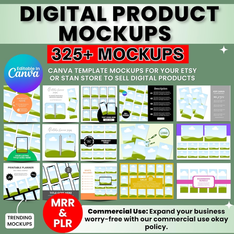 Mega Bundle 325+ Digital Product Mockups | Canva Templates | PLR & MRR ...