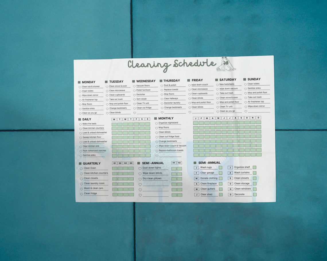 Printable Editable Canva Cleaning Schedule Planner PDF, Weekly, Monthly ...