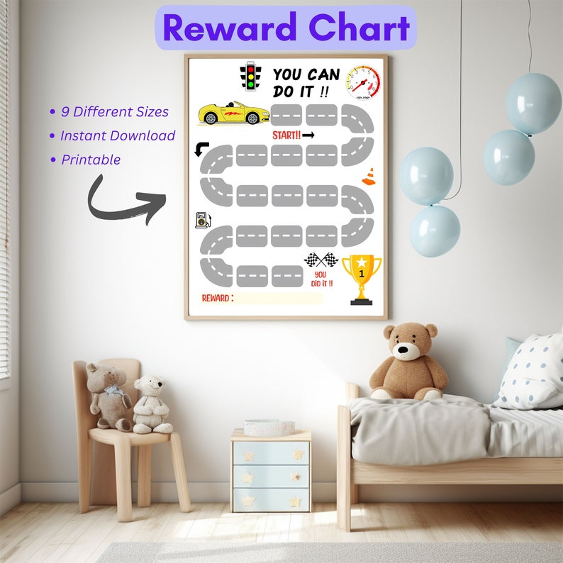 Printable Reward Chart for Kids, Toddler Behavior Reward Chart, Car ...