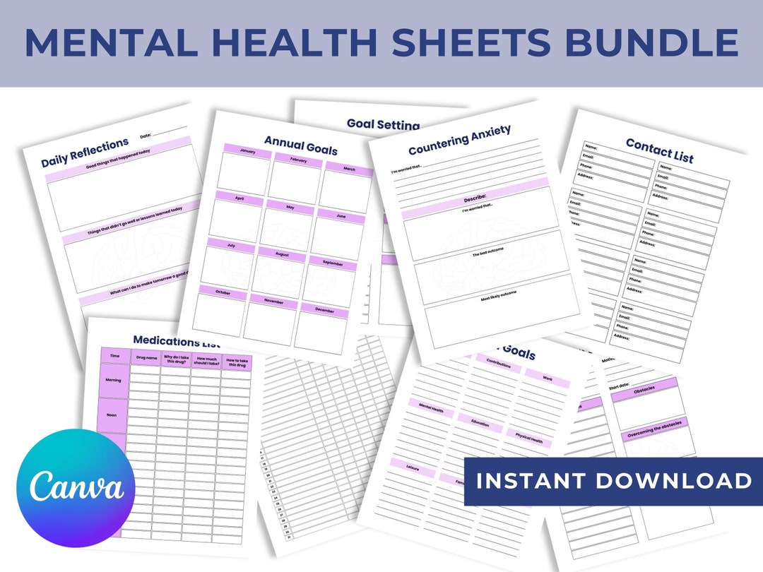 Printable Mental Health Checklist for Adults, Daily Mood Tracker Pdf, Mindfulness Worksheet ...