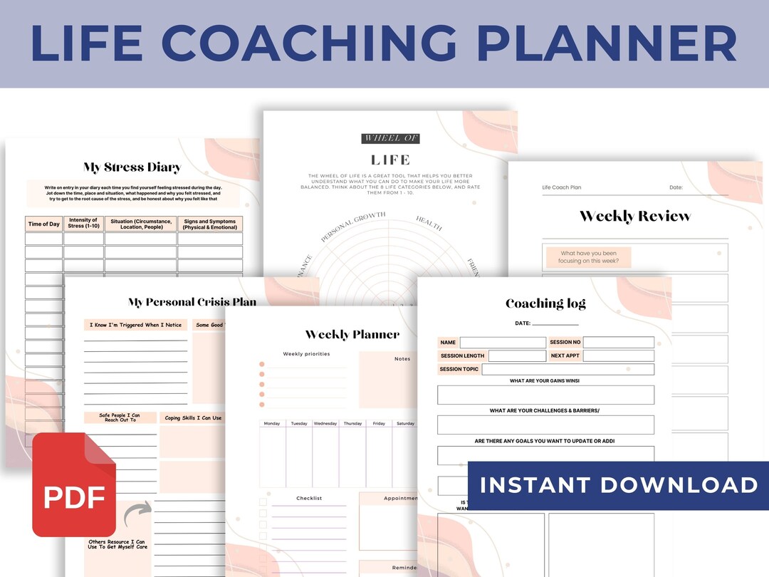 Printable Life Coaching Planner PDF | Life Coach Ready to Print Journal ...