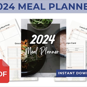 Printable 2024 Meal Planner PDF, Meal Planner and Grocery List, Meal ...