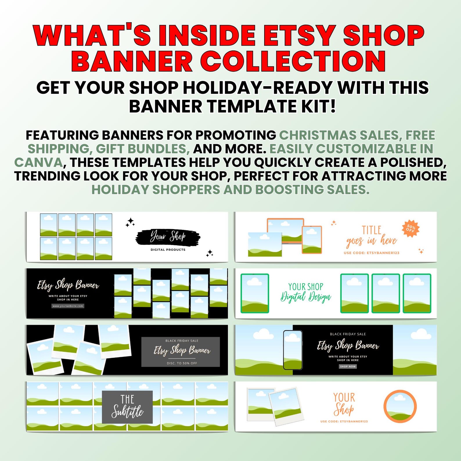 Mega Bundle 65+ Etsy Shop Banner Templates | Customizable Canva Banners ...