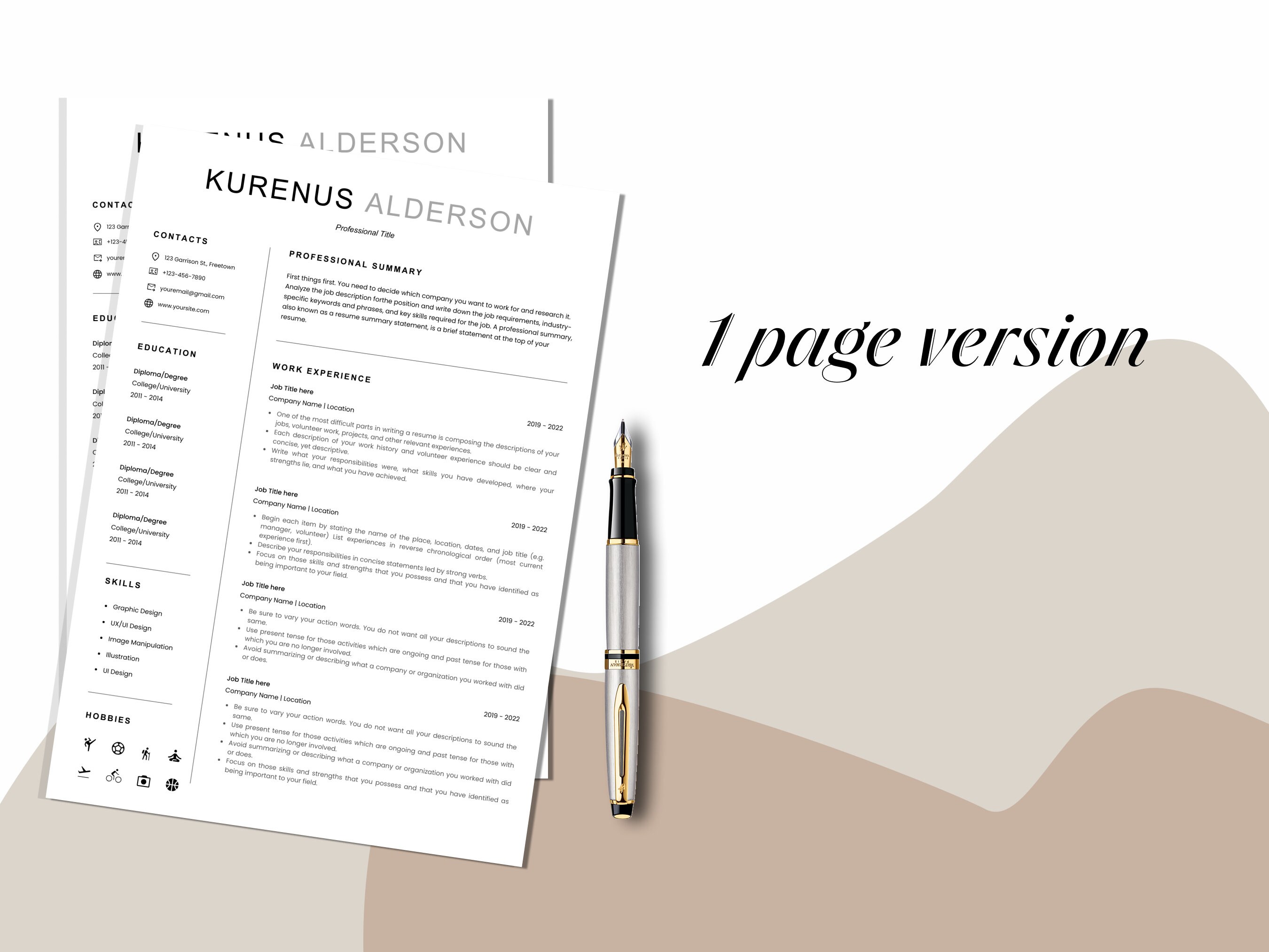 CV Template Resume, Word Document, Canva Template, Editable Template ...