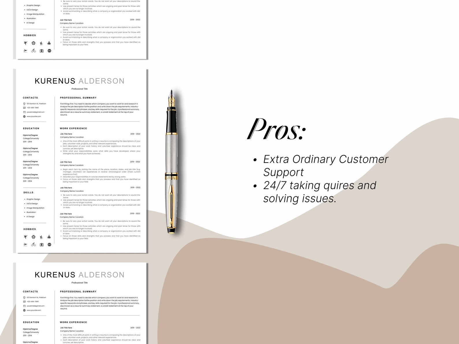 CV Template Resume, Word Document, Canva Template, Editable Template ...