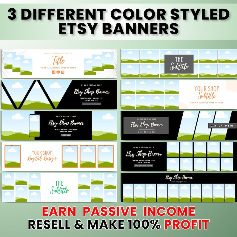 Mega Bundle 65+ Etsy Shop Banner Templates | Customizable Canva Banners ...