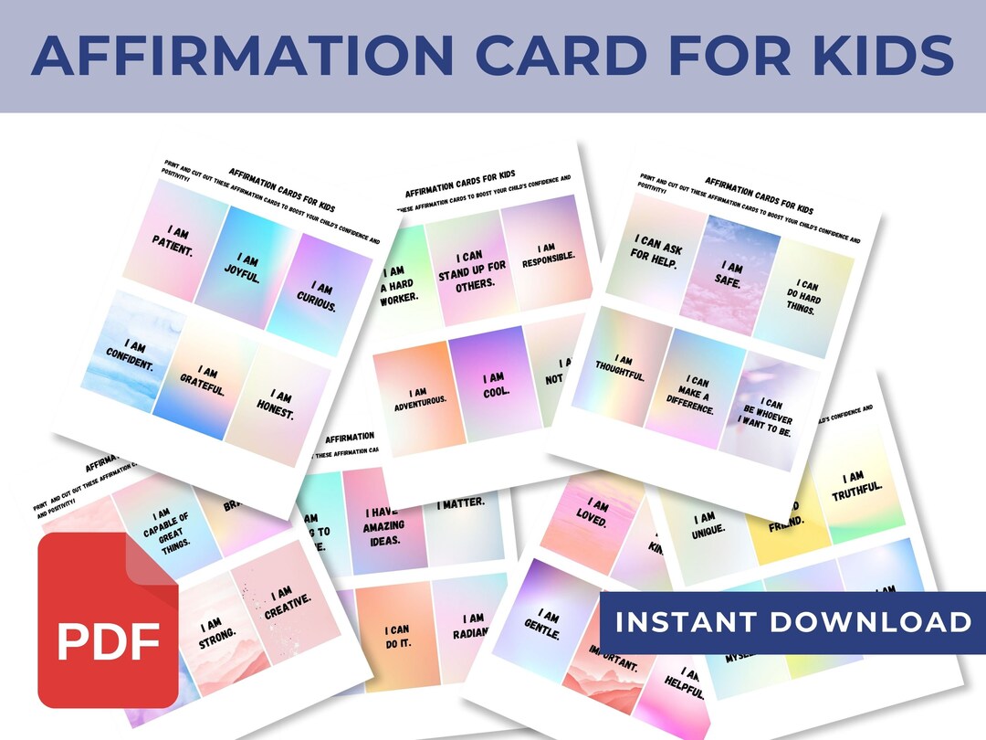 Printable 40 Kids Affirmation Cards Pdf, Motivational Cards for ...