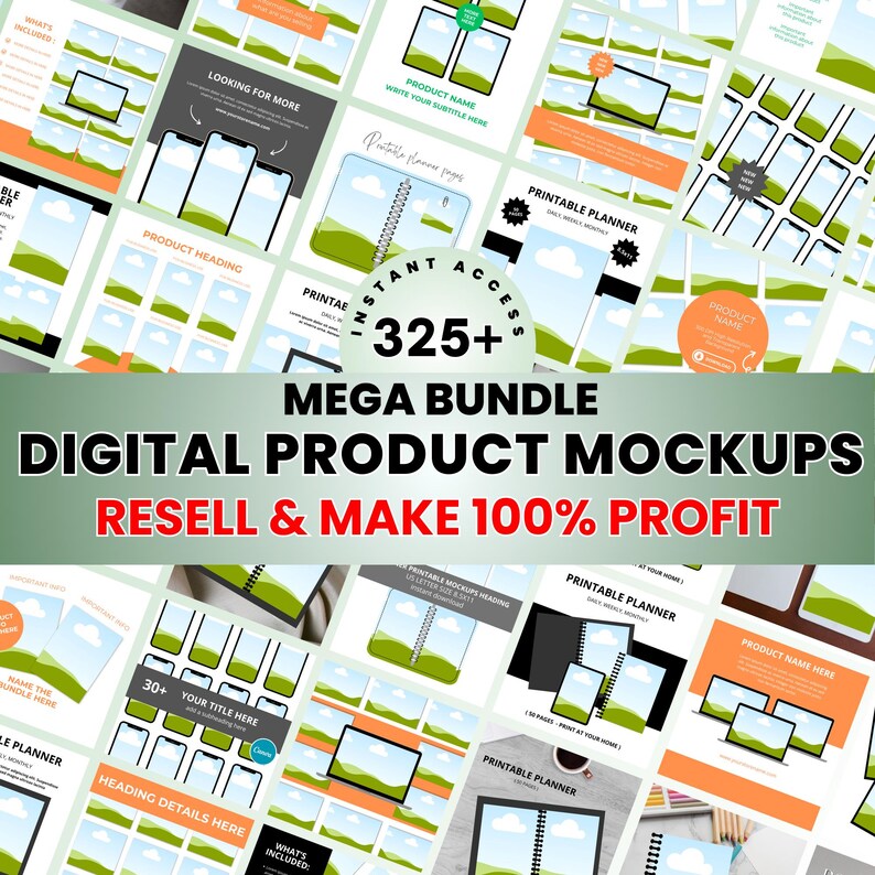 Mega Bundle 325 Digital Product Mockups Canva Templates PLR & MRR for ...